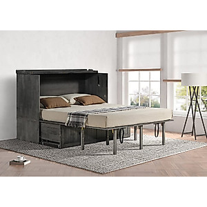 Mega Solutions Murphybedz Tuscany Murphy Cabinet Chest Bed with Charging Station 6 Inch, Queen (Galaxy Grey)