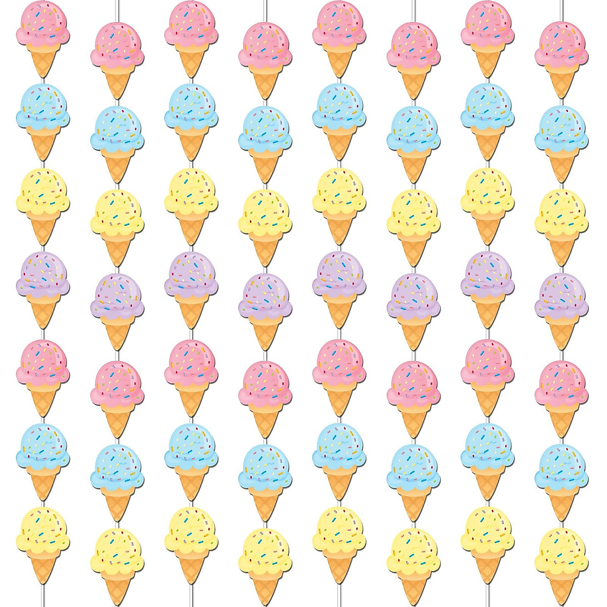 12 Pcs Ice Cream Banners Summer Party Decorations Garland Kit Ice Cream Hanging Swirl Beach Birthday Party String for Summer Beach Ice Cream Baby Shower 1st Birthday Girl Favor Party Supplies Decor