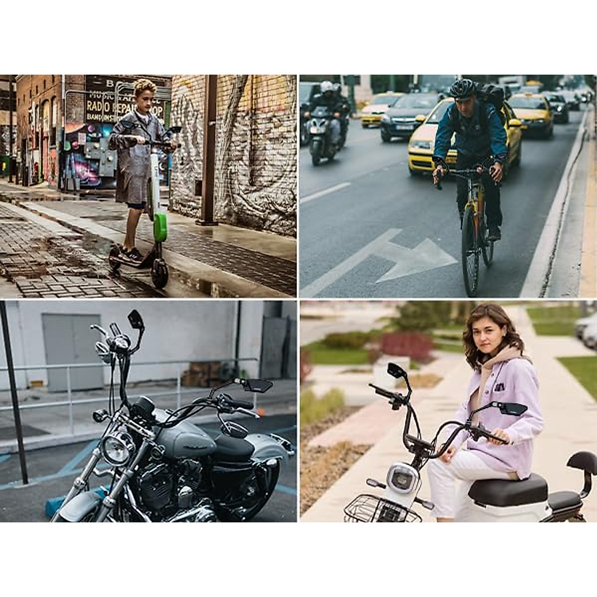 ROCKBROS 2023 Newest Bike Mirrors Handlebar Mount Rearview Mirror HD Blast-Resistant All-round Angle Adjustable Retractable Bicycle Mirror for E-bike （21-26mm Handlebar）