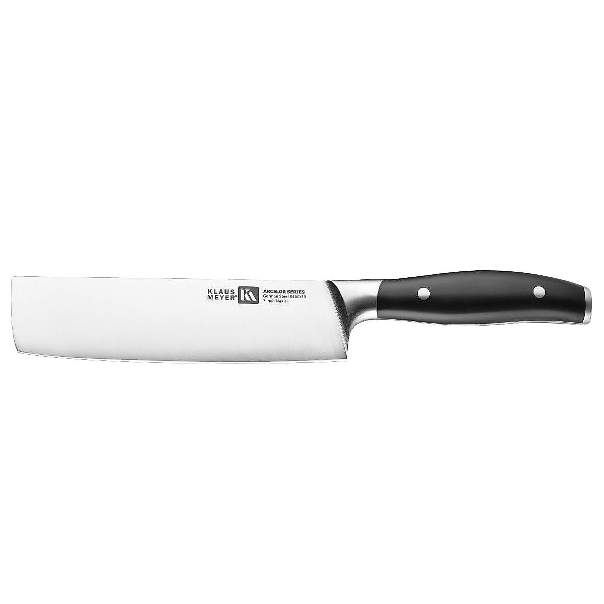 Klaus Meyer Arcelor 7 inch Nakiri Knife, Vegetable Cleaver with ABS Ergonomic Handle, Exclusive German Steel Kitchen Knife