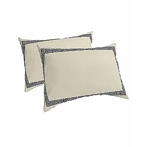 Edwiinsa Beige Pillow Covers King Standard Set of 2 20x36 Bed Pillow, Black Modern Geometric Abstract Art Aesthetics Plush Soft Comfort for Hair/Skin Cooling Pillowcases with Envelop Closure