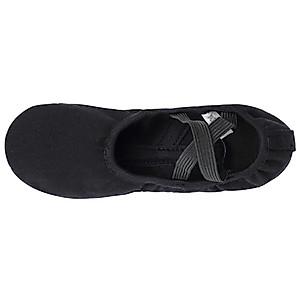 Linodes Dance Shoes for Girls Stretch Canvas Split Sole for Women-Black-9M
