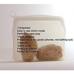 All- Purpose Reusable Silicone Ziplock Bag | Stand-Up: Small, Medium, Large | Space Saver | Travel Essentials, Make-up | Meal Prep | Storage | BPA free | Latex free| PVC free (Set of 4)