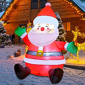 GOOSH 5 FT Inflatable Outdoor Santa Decoration with Built-in LEDs for Holiday Yard and Garden
