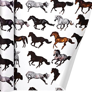 12 Sheets Horse Wrapping Paper Western Cowboy Gift Wrap Paper Redeo Gift Wrap Paper for Birthday Party Baby Shower DIY Craft, 19.7 × 27.6 Inch