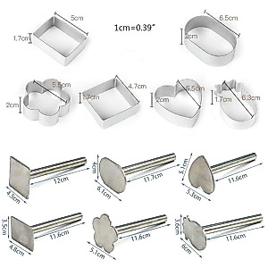 10pcs/Set Rectangle/Ellipse/Pineapple Cake Pie Biscuit Cutter Mold Cutting Press Stamp Molds Stainless Steel Cake Mold Cookie Cutter(Rectangle)