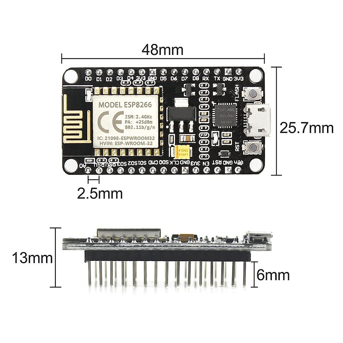 KeeYees 3pcs ESP8266 ESP-12E Development Board WiFi WLAN Wireless Module CP2102 for NodeMCU for ESP-12E for Arduino