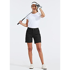 Willit Women's Golf Hiking Shorts 7" Quick Dry Athletic Shorts Casual Summer Shorts with Pockets Water Resistant Black 6