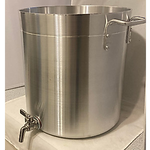 24 qt Aluminum Stock Pot with Spigot Spout: Heavy-Duty 6 Gallons Kettle with Faucet Drain Valve Tap to Pour