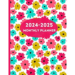 2024-2025 Monthly Planner, Large Floral Two Year from January 2024 to December 2025: With Inspirational Quotes & Holidays