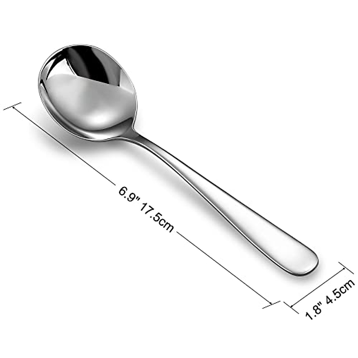 KEAWELL Premium 4-Piece 7" Louise Soup Spoons, 18/10 Stainless Steel, Dishwasher Safe