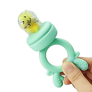 PandaEar 2 Pack Silicone Baby Fresh Fruit Feeder with 3 Different Size Silicone Pouch for Teething Relief| Baby Food Feeder Pacifier Training Massaging Toy Teether