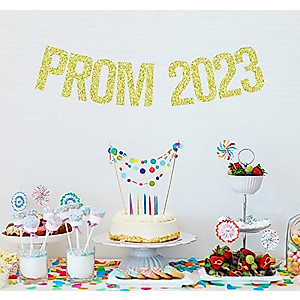 Prom 2023 Banner, Prom Night Decor, Class of 2023 Bunting Garland, 2023 Graduation Party Decorations Gold Glitter