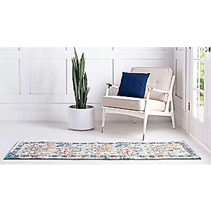 Unique Loom Rosso Collection Vintage, Traditional, Distressed, Bohemian, Botanical, Southwestern Area Rug, 2' 0" x 6' 0", Multi/Blue