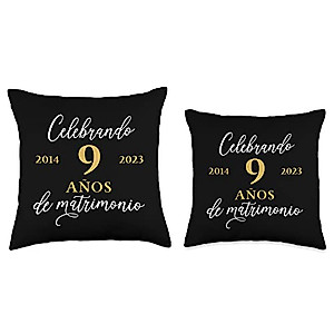 Ideas de Regalos de Aniversario de Bodas 2023 Divertido 9 años matrimonio 2014 9o Aniversario de boda Throw Pillow, 18x18, Multicolor