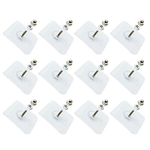 Moicstiy Adhesive Hooks Screw Hanging Wall Hooks Transparent Waterproof Reusable Seamless Sticky Hooks for Bathroom Kitchens Office(12Pcs)