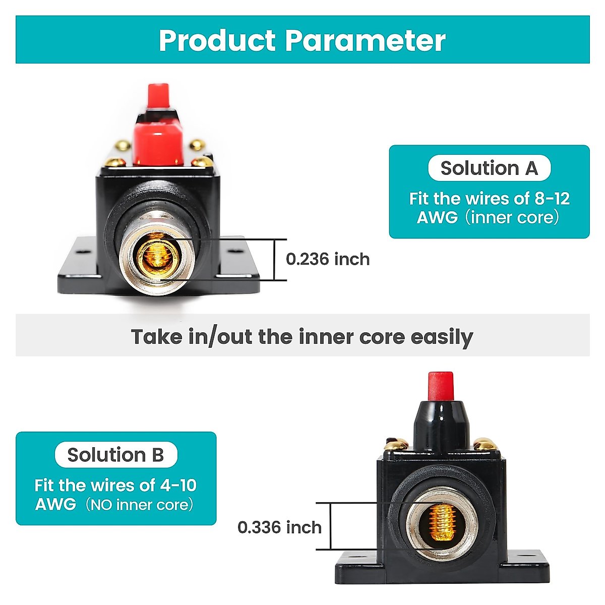 NuIth 150 AMP Car Protection Stereo Switch Fuse + 2 Way in 4 Way Out Fused Distribution Block with Red LED Indicator