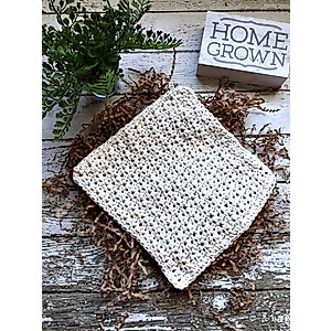 Crochet Kitchen Dish Cloths Fall Harvest Green Beige Orange Yellow Wash Cloth Crochet Cotton Dishcloths Set of 3