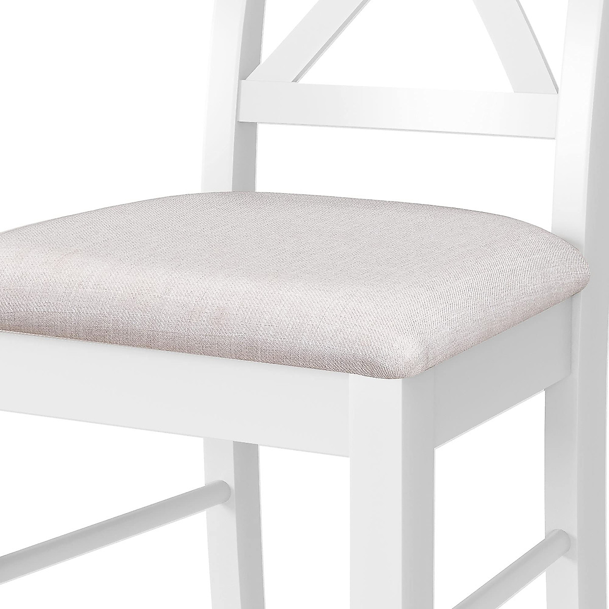 Harper & Bright Designs 4-Piece Wood Dining Table Set, Farmhouse Rustic Kitchen Dining Table with 2 Upholstered X-Back Chairs and Bench, White+Beige