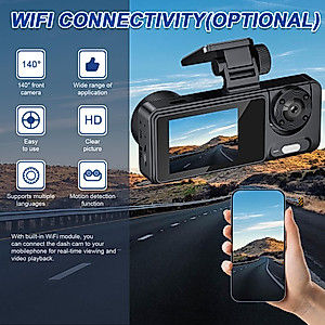 3 Cameras Dash Cam Multi-Language Clear Car Rearview Mirror Car Video Recording Camcorder Wide Angle Car Camera Recorder Auto ty Driving Recorder