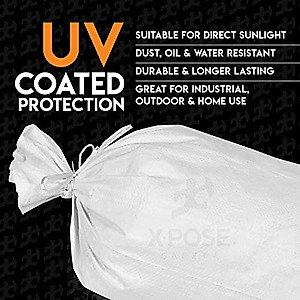 Empty Sand Bags, with Ties – White 14" x 26" Heavy Duty Woven Polypropylene, UV Sun Protection, Dust, Water and Oil Resistant - Home and Industrial - Floods, Photography and More (Bundle of 10)