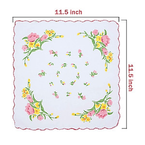 45 Pieces Vintage Floral Print Handkerchiefs Women Soft Hankies Ladies Hankies