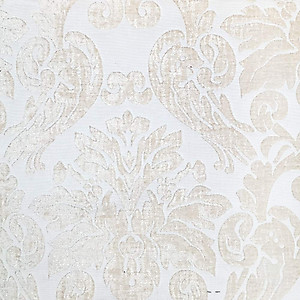 7 Colors/Velvet Tone on Tone Damask Black Fabric / /Drapery, Upholstery, Pillow, Costume/Ivory, Gold, Gray, Brown, Black, Royal Blue/Fabric by The Yard (Ivory)