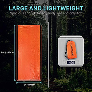 FosPower Emergency Sleeping Bag, Tough and Durable Mylar Thermal Sack with Survival whistle for Survival Kits, Camping Accessories, Outdoors, Hiking