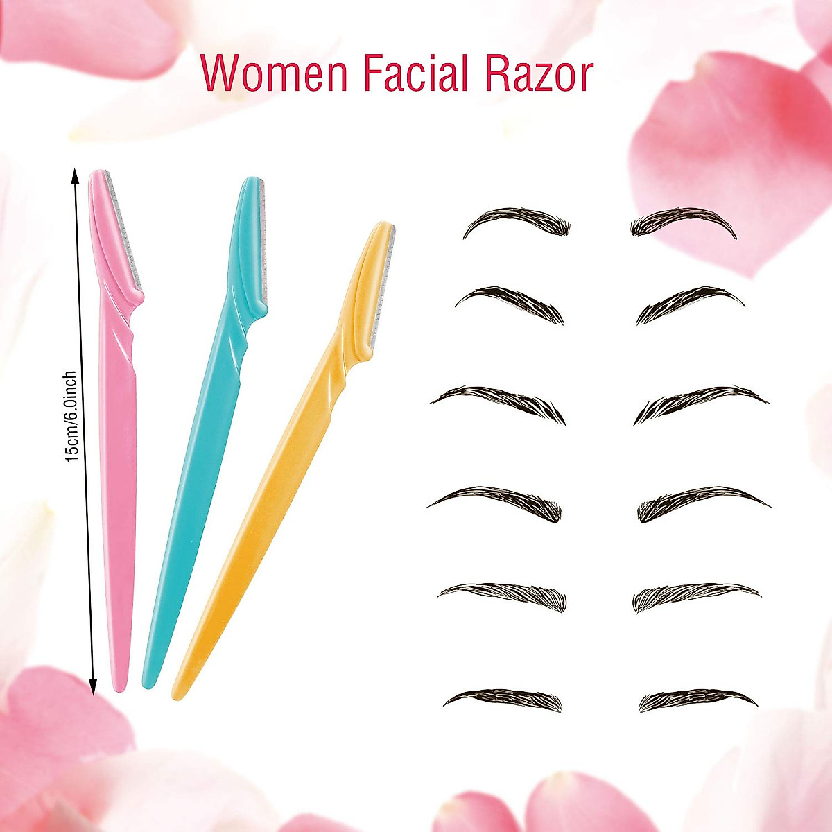 Boao 96 Pieces Eyebrow Razor Eyebrow Trimmer Shavers Dermaplaning Tool Face Razors for Women with Precision Cover