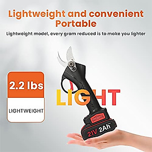 Anbull Electric Pruning Shears, Professional Cordless Electric Pruning Shears Pruner with 2PCS Backup Rechargeable 2Ah Lithium Battery Powered Tree Branch Pruner - 1.2inch (30mm) Cutting Diameter