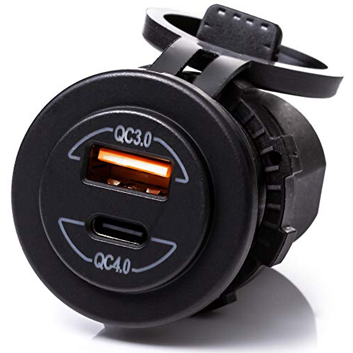 36W Socket Dual USB Type C PD 3.0 (36W) + USB A QC4.0 (18W) Fast Charger for Car, Boat, Marine & RVs