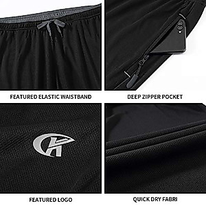 NEIKU Men's Lightweight Sweatpants Loose Fit Open Bottom Mesh Athletic Pants with Zipper Pockets Black/White L