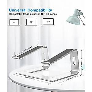 BoYata Laptop Stand, Aluminum Ergonomic Laptop Riser Computer Stand for Desk, Detachable Laptop Holder Compatible for All 10-15.6" MacBook Air Pro, Dell XPS, HP, Lenovo, Samsung-Silver