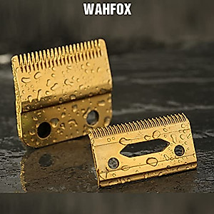 Professional 2 holes replacement blades set NEW Upgrade for Wahl Hair Clippers including 1 440C fixed blade 1 440C moving blade 1 Ceramic blade (Gold)