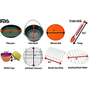 LOUISE STURHLING 8 PCS Healthy Ceramic Air Fryer XL Accessories Set, BPA-Free & Teflon-Free, Dishwasher Safe, Compatible with All 3.7 – 6.0 Qt air fryers & Pressure Cookers