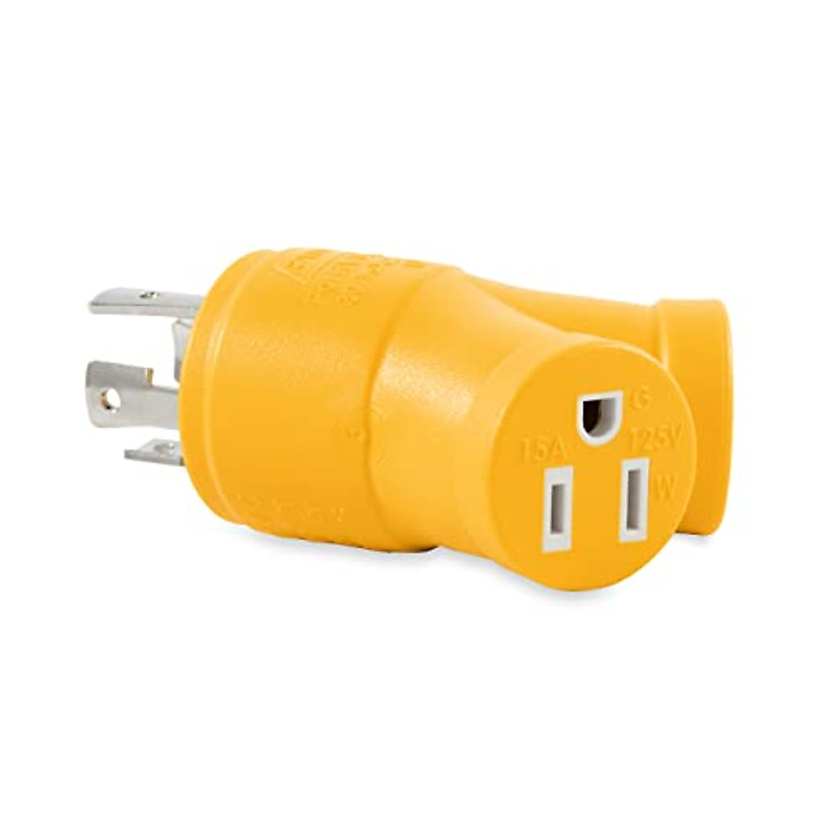 Camco 55438 PowerGrip (30M/2 x 15F) 4-Prong Generator Adapter, Yellow
