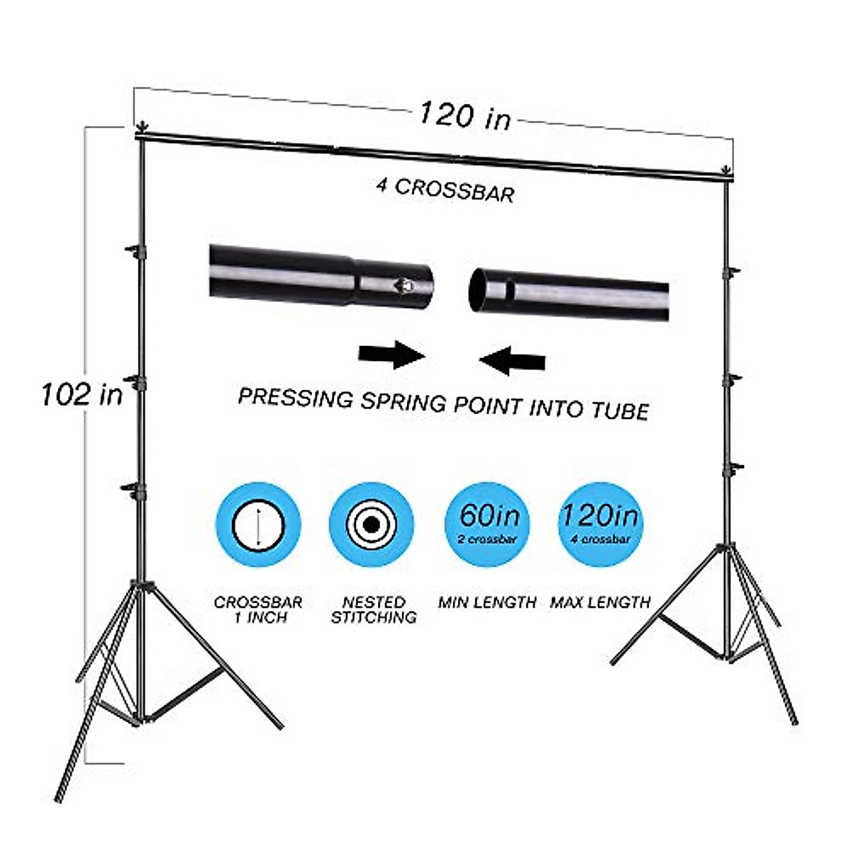 EMART 8.5x10ft Photography Backdrop Kit with 400W 5500K Daylight Umbrella Continuous Lighting Set, Black & White Backgrounds for Photo Studio Product, Photoshoot, Portrait Shoot