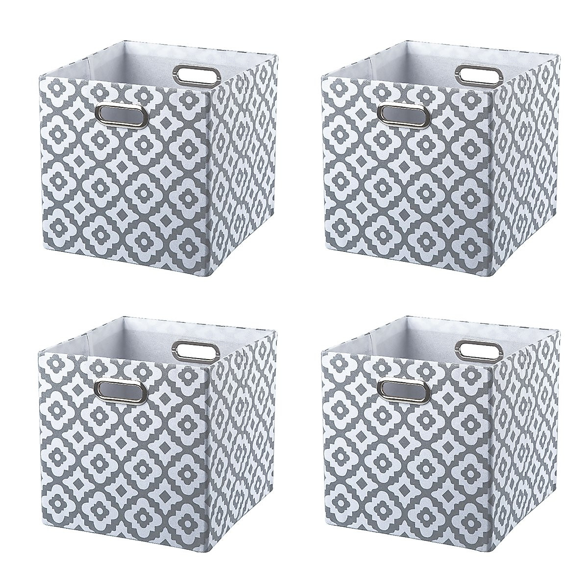 BAIST Pretty Storage Bins,Heavy Duty Square Colorful Fabric Storage Cube Bins Baskets for Playroom Bedroom Shelf,4-Pack