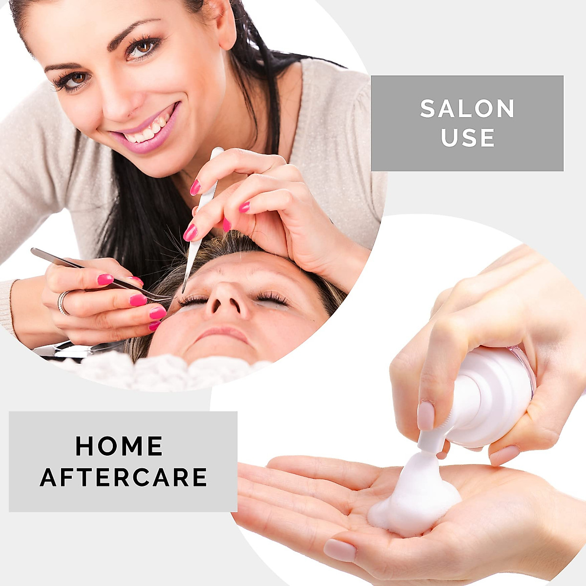 Lash Shampoo for Lash Extensions Kit - Sensitive Eyelash Cleanser for Extensions - Foaming Lash Bath for Natural/Eyelash Extensions - Paraben & Sulfate & Oil Free - Salon and Home Use (60ml 2 Fl Oz)