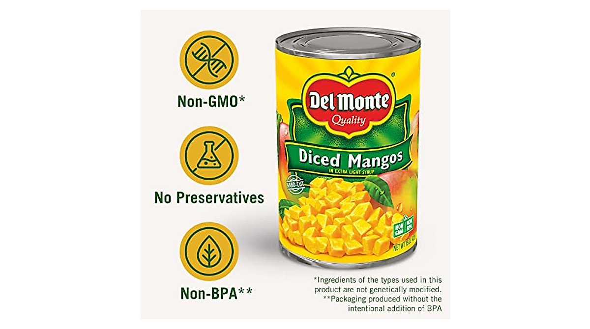 Del Monte Diced Mango - Canned Fruit in Light Syrup