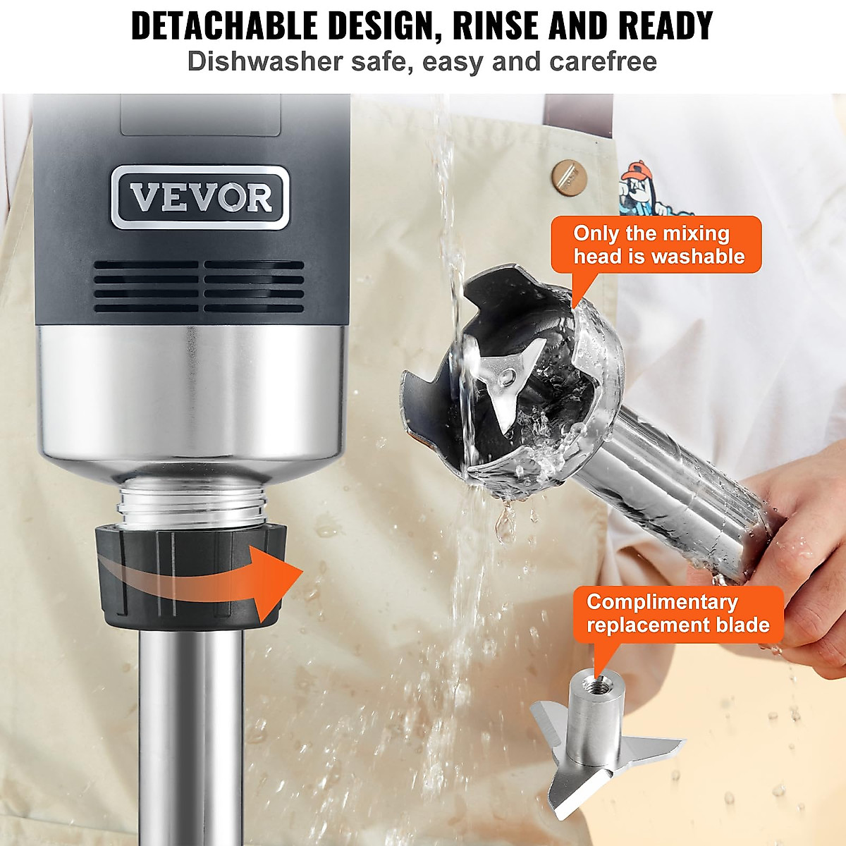 VEVOR Commercial Immersion Blender, 500 Watt 20Inch Heavy Duty Hand Mixer, Variable Speed Mixer with 304 Stainless Steel Blade, Multi-Purpose Portable Mixer for Soup, Smoothie, Puree, Baby Food