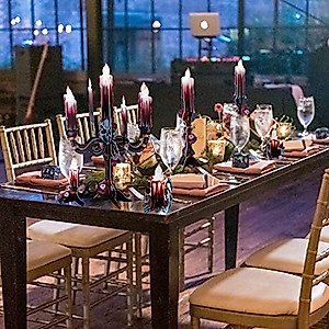 Halloween Rose Skull Candle Party Centerpieces Stand Glowing Candle Table Decorations Wedding Bridal Shower Baby Shower Birthday Cosplay Party Supplies