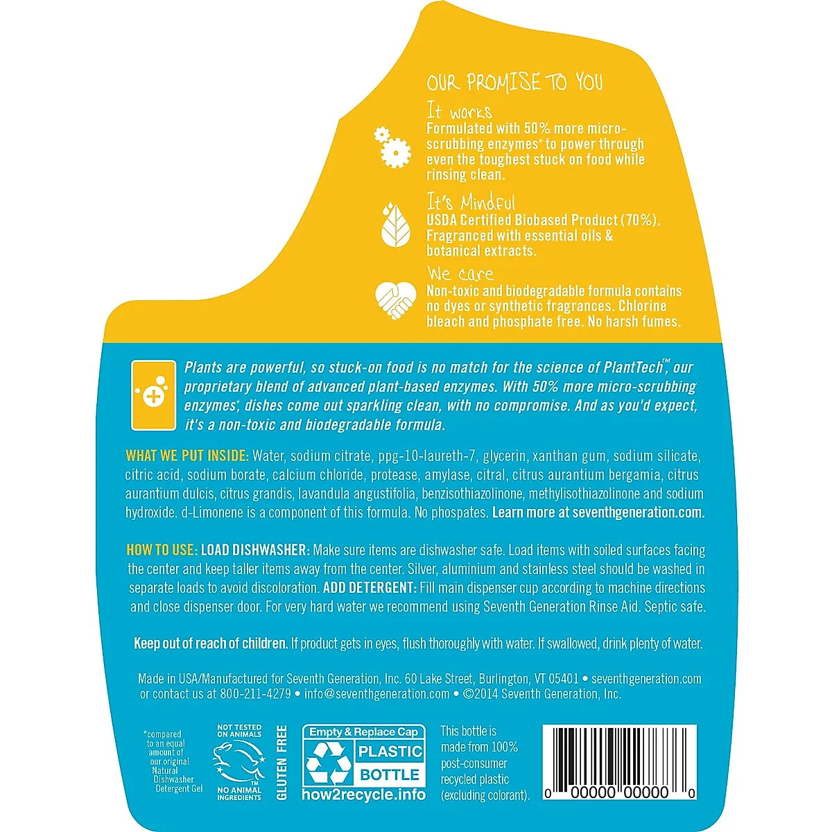 Seventh Generation Ultra Power Plus Auto Dish Gel, Fresh Citrus Scent, 65 Ounce