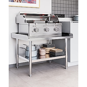 RIEDHOFF Stainless Steel Equipment Stand 28" x 36" with Undershelf, [NSF Certified][Heavy Duty] Stand Grill Table, Commercial Prep & Work Table for Home, Restaurant, Hotel