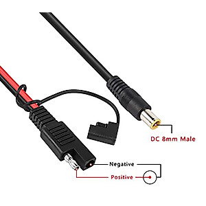 YAODHAOD SAE Solar Connector to DC8mm Male Adapter Cable, 14AWG 1 FT SAE Solar Extension Cable Compatible with Portable Power Station for RV & Solar Generator Portable Solar Panel (1 FT)