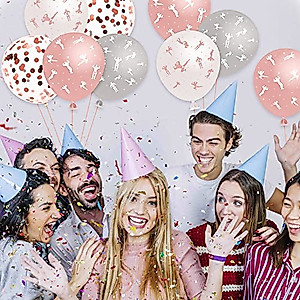 WATINC 36Pcs Bachelorette Party Balloons Decorations, White Silver Rose Gold Sequin Confetti Latex Balloon, Naughty Men Dancer Bridal Shower Engagement Girls Night Hen Party Gifts Supplies (12 Inch)