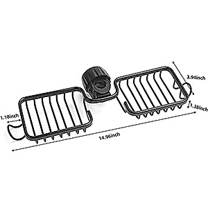 Hangningo Faucet Sponge Holder Soap Dishcloth Brush Sink Caddy Drain Rack Aluminum Organizer for Kitchen Bathroom with Hook, Matte Black