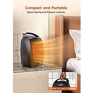 GiveBest Portable Ceramic Space Heater, 1500W/750W Electric Heater with Overheat and Tip Over Protection, Fan Mode,Adjustable Thermostat, Fast Heating Safe Small Heater for Office Room Desk Indoor Use