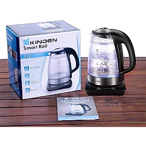 LUMAMU Glass Electric Kettle, Tea Kettle Water Boiler with Boil-Dry Protection, LED Indicator, Double Wall Temperature Control, 1500W Wide Opening, BPA Free