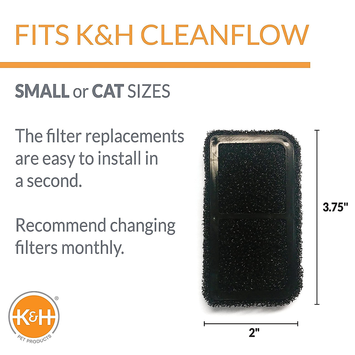 K&H Pet Products CleanFlow Filtered Pet Water Bowl Replacement Filter Black Small 3 pack